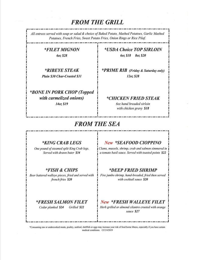Dinner Menu - Cheyenne Country Club
