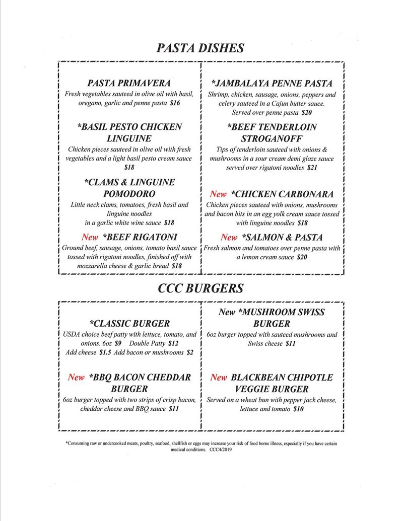 Dinner Menu - Cheyenne Country Club